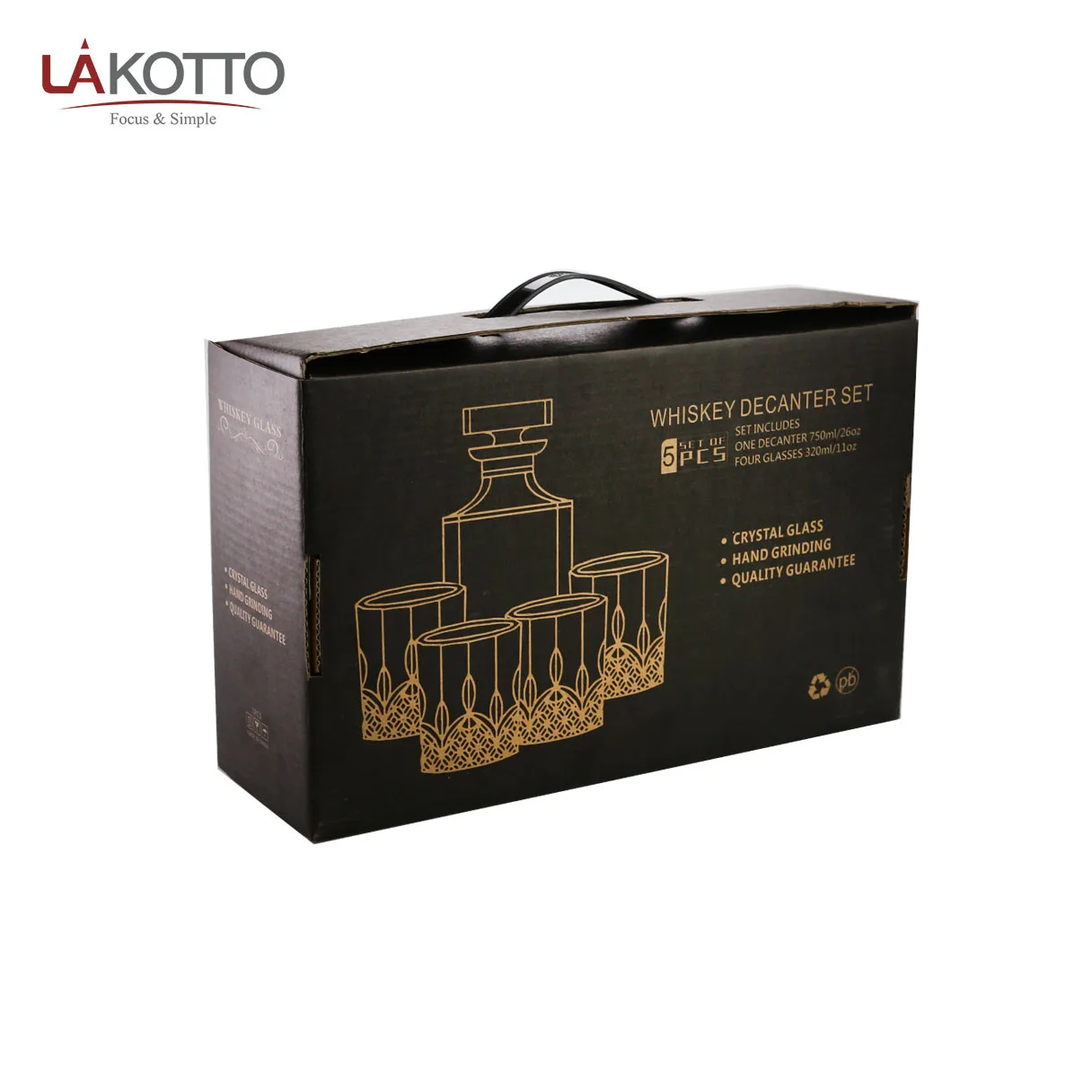 Whiskey Decanter Set with 4 Glasses - Premium Gift Box