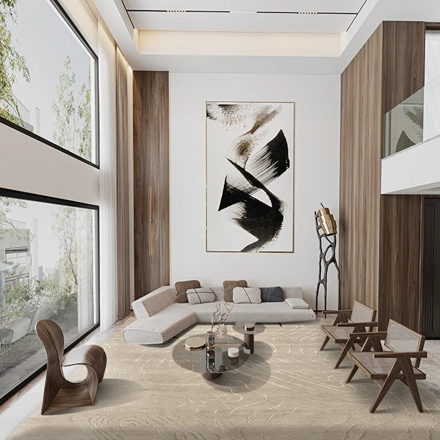 Modern Simple High-end Life Rugs New Imported Wool Thickened Pure Beige ...