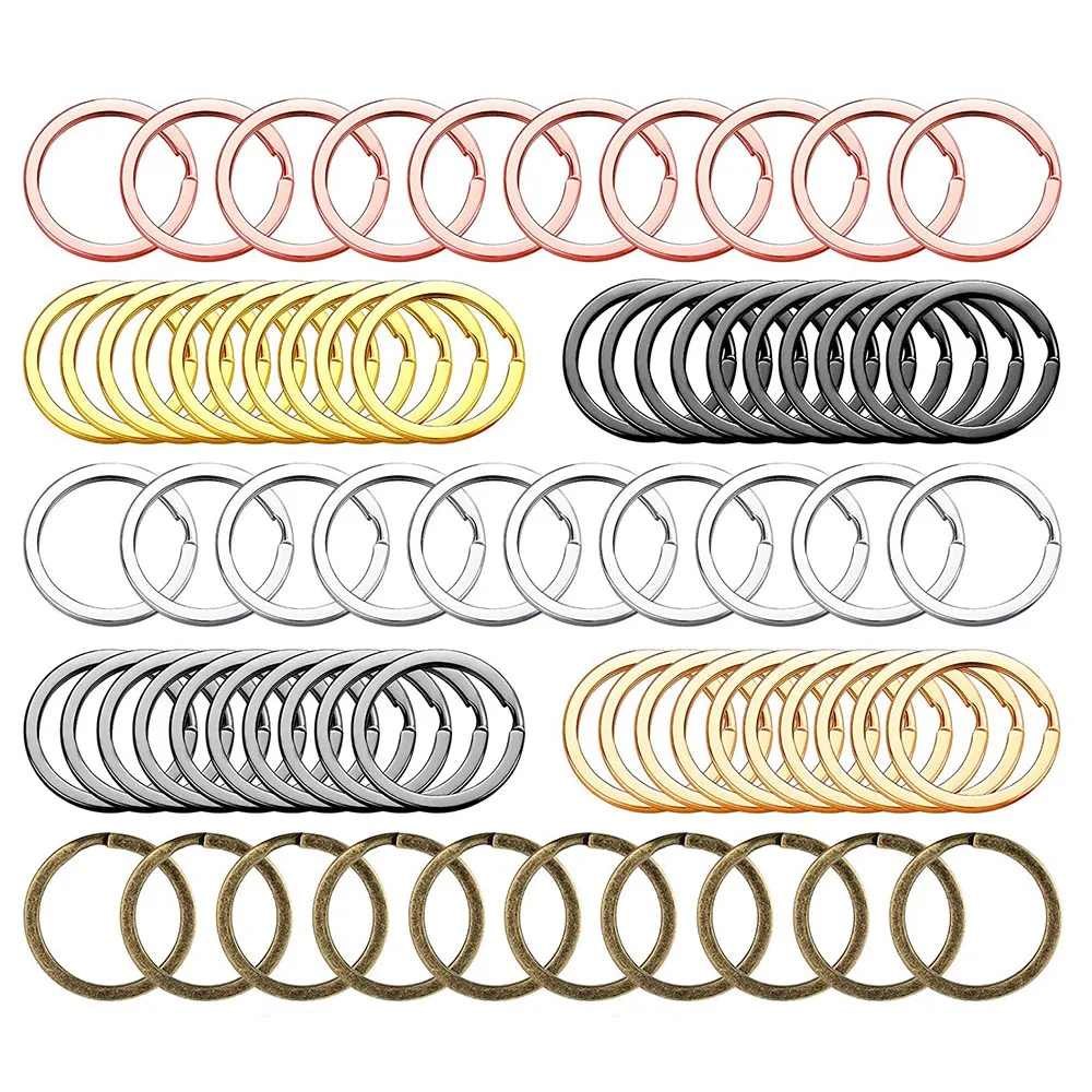 Keychain Ring Set - 7 Colors & Sizes - Metal Split Keyrings