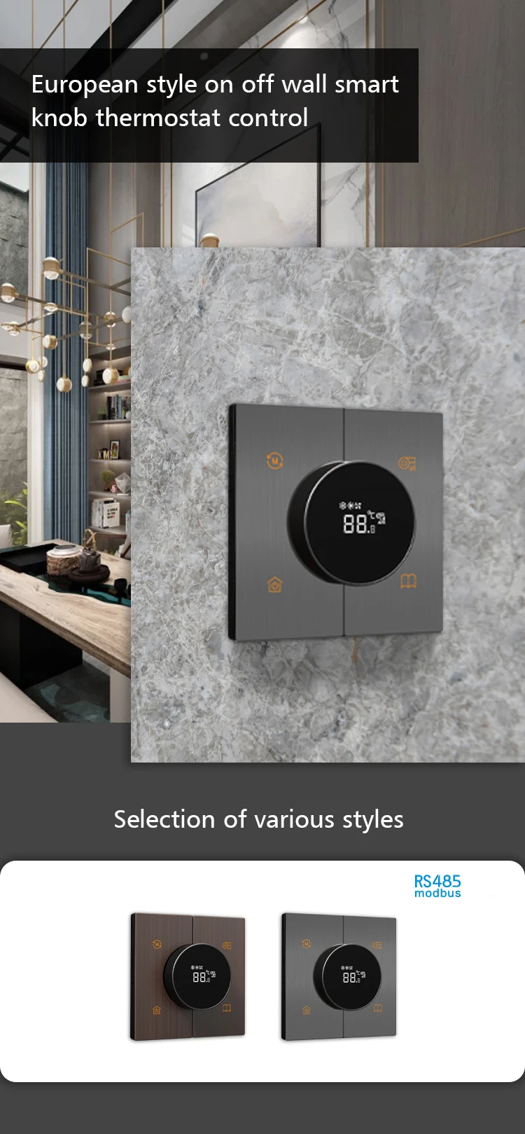Modbus Rs485 Switch Smart Room Programmable Cooling Heating Knob ...