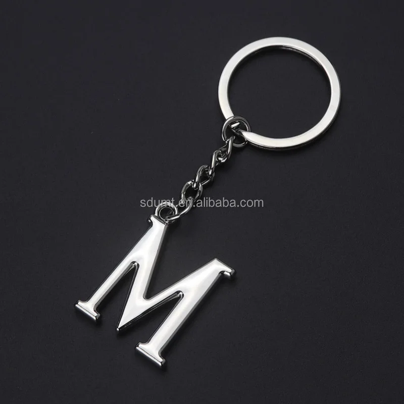 Metal 26 Initial Alphabet Letters Keychain Blank Capitals Letter ...