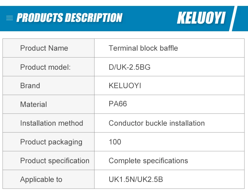 Zhejiang Cloy Terminal Block Connector D/uk-2.5bg Terminal Block Baffle ...