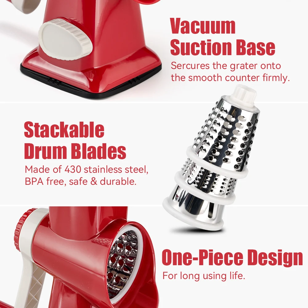 OEM Supplier KEOUKE Kitchen Rotary Cheese Grater Cheese Shredder Manual ...