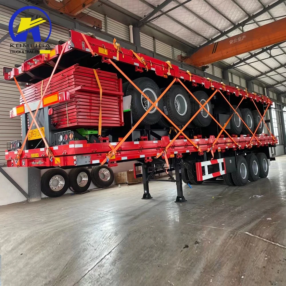 Heavy Duty Quality 3 Axles 20ft 40ft Flatbed Platform Container Flat ...