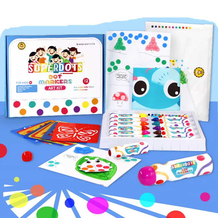 Super Dots 10 Colors Dot Pen Set,Non-toxic Kids Washable Dot Markers ...