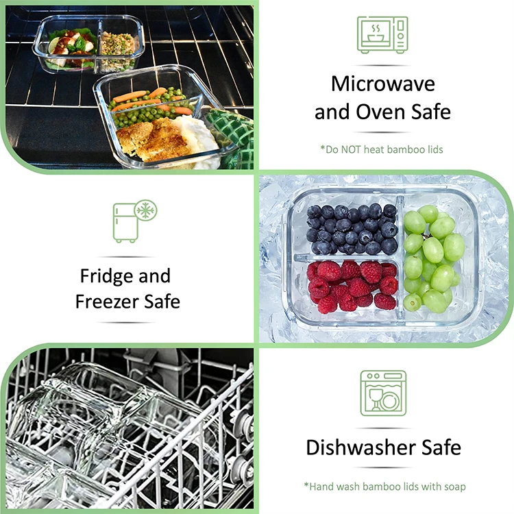 Wholesale Customized Logo Microwave Safe Glass Lunch Boxes