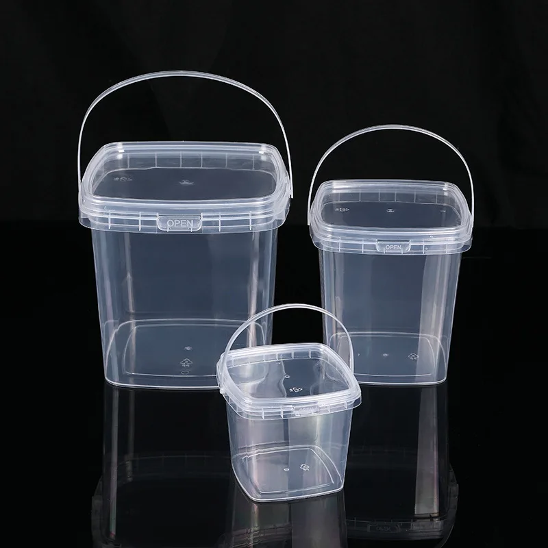 Small Transparent Plastic Square Bucket for Packing Food