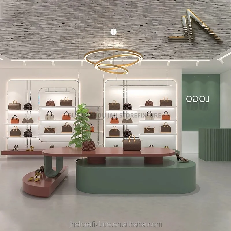 Fashion Handbag Display Cabinet Design With Light Wall Mounted Bag ...