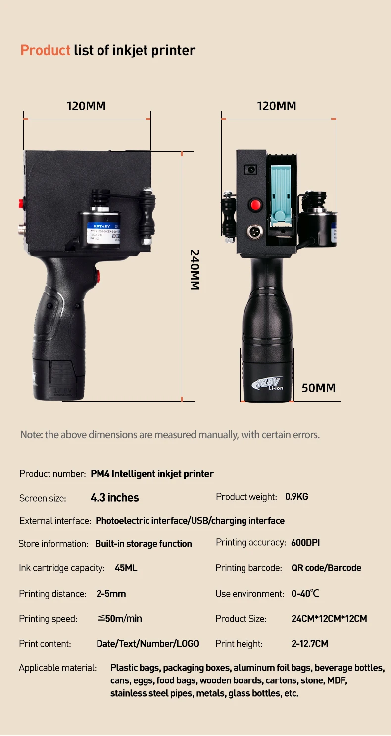 JIANENG Thermal Handheld Inkjet Printer Hand Jet Printer Bottle for ...