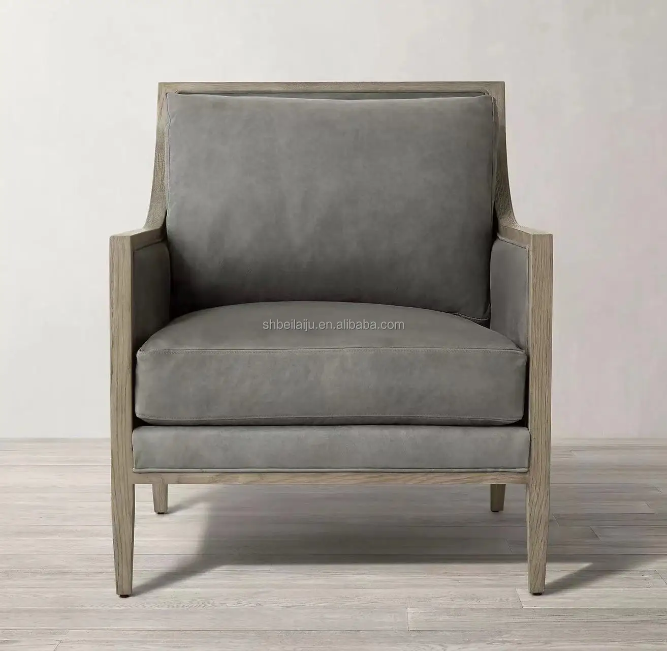 French Classic Contemporary Slope Arm Low Back Chair Solid Oak Wood ...