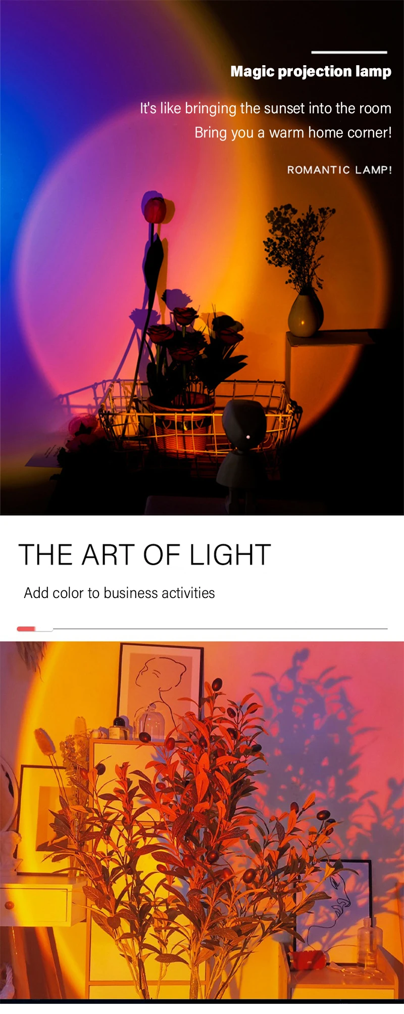 Neon Dimming 180 Degree Rotation Led Moon Rainbow Sunrise Sunset Halo ...