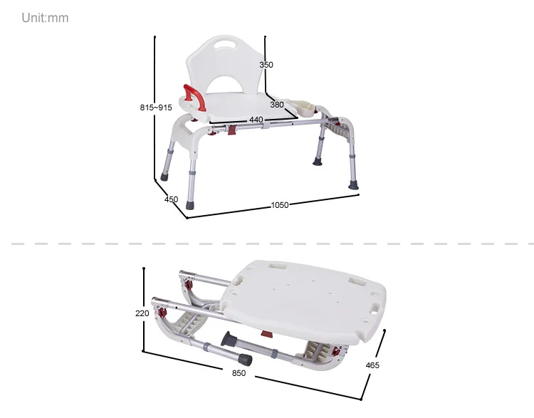 Height Adjustable Foldable Bath Chair Shower Chairs Aluminum ...