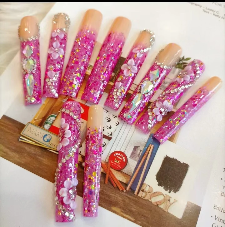 7cm Length Hand Made Custom Designer Press on Nails New Fashion Nails ...