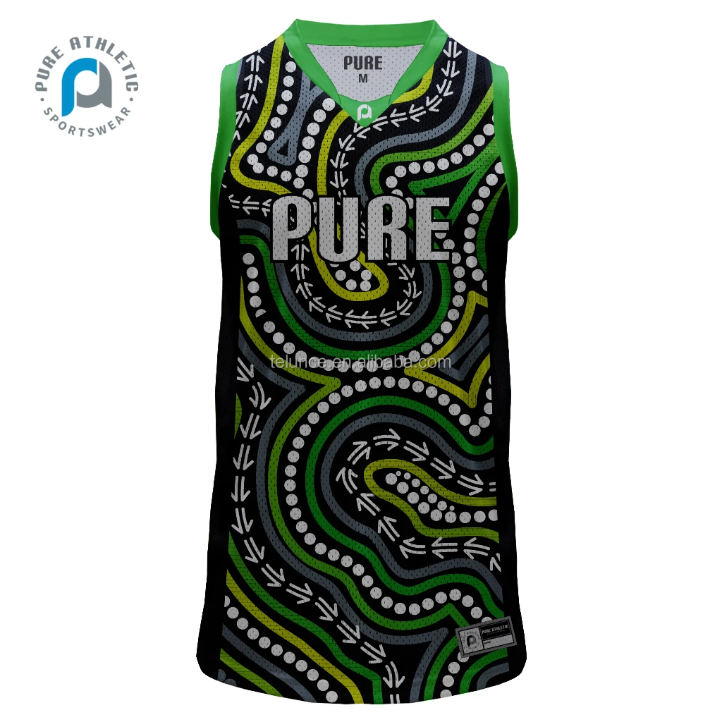Pure 2024 New Indigenous Design Custom Mesh Sublimation Basketball Wear ...