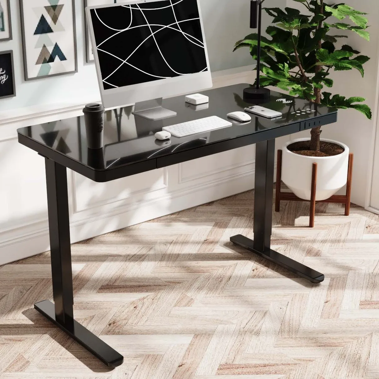 V-mounts Ergonomic Smart Adjustable Sit Stand Desk with Wireless ...