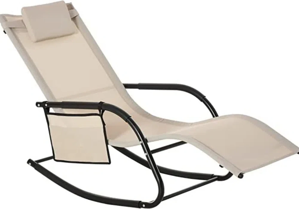 Aluminum Wave Sunbed Chaise Lounge for Outdoor Swimming Pool Rocking ...