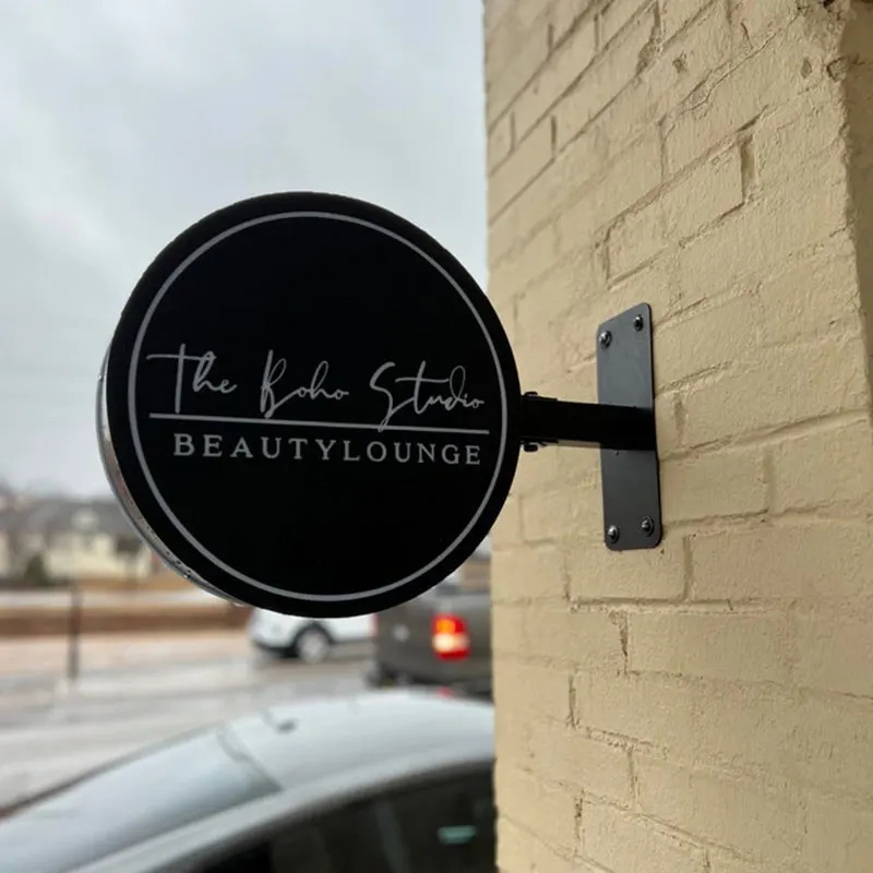 Custom Outdoor Wall Mounted Store Sign Round Shop Double Side Led Blade ...