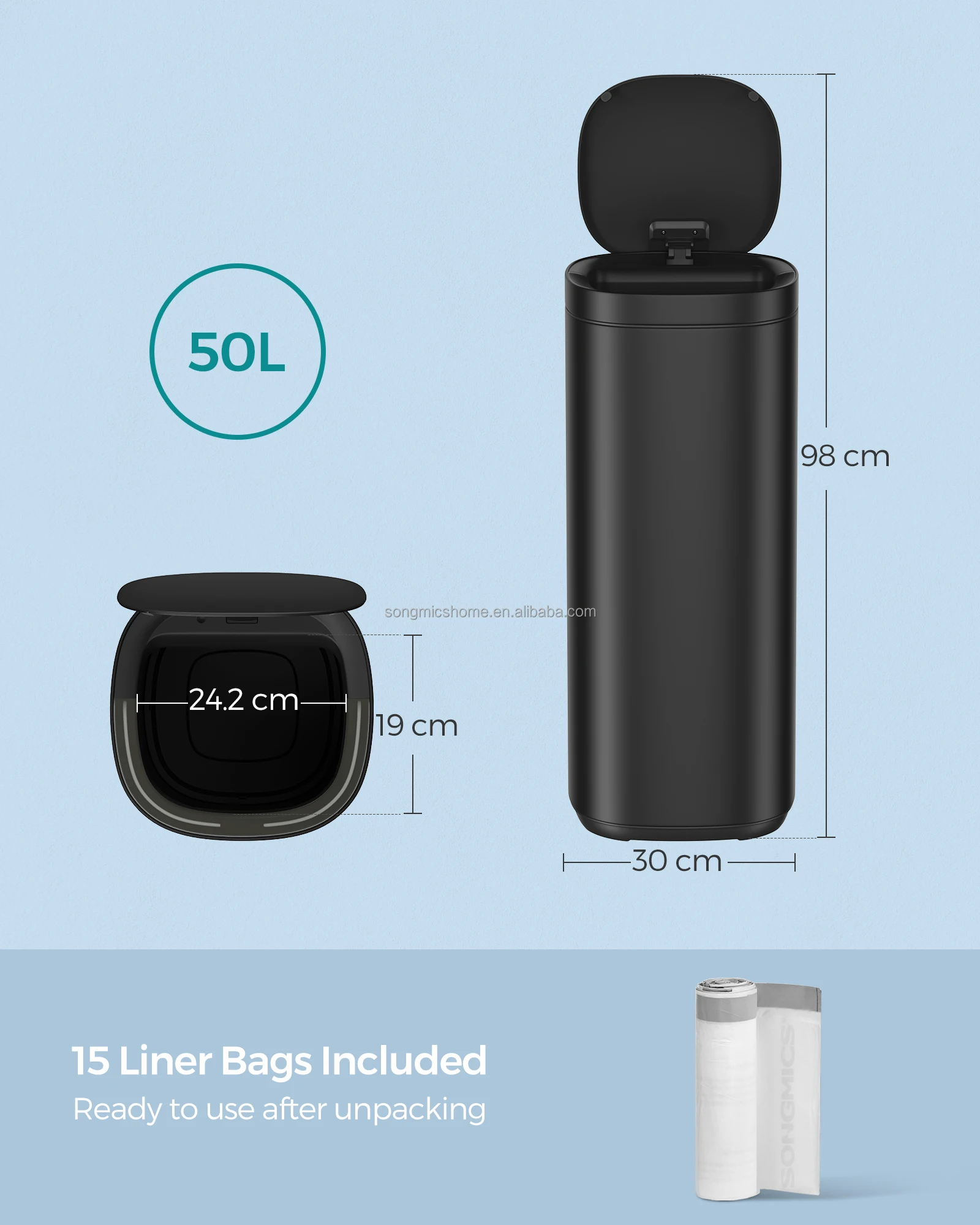 SONGMICS Sensor Dustbin - Smart, Touchless, Eco-friendly
