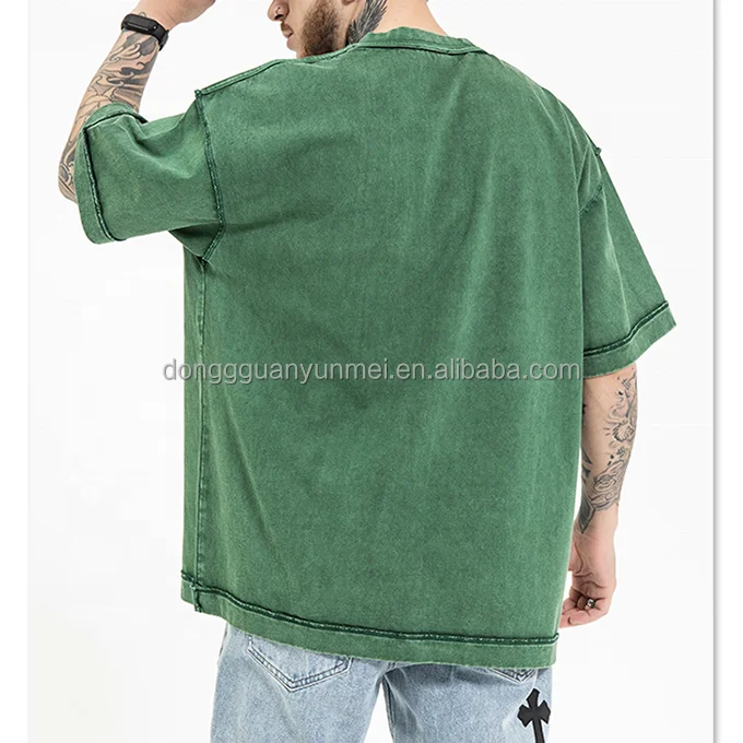 Custom Screenprint Print Logo Oversized Tshirt Stonewash T Shirt 280gsm ...