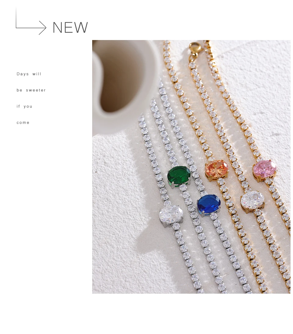 JINYOU 2093 Waterproof Luxury Cubic Zirconia Bling Chain Bracelet ...