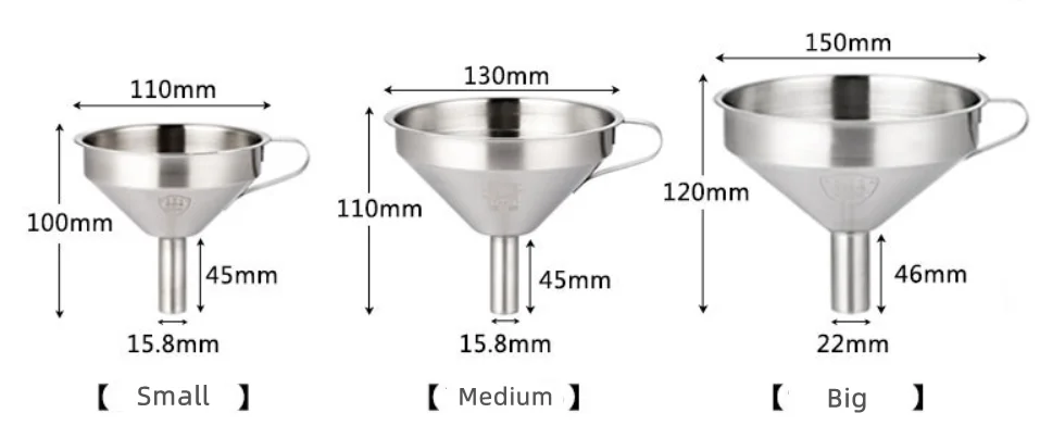 Sturdy Stainless Steel Funnels for Efficient Liquid Transfer