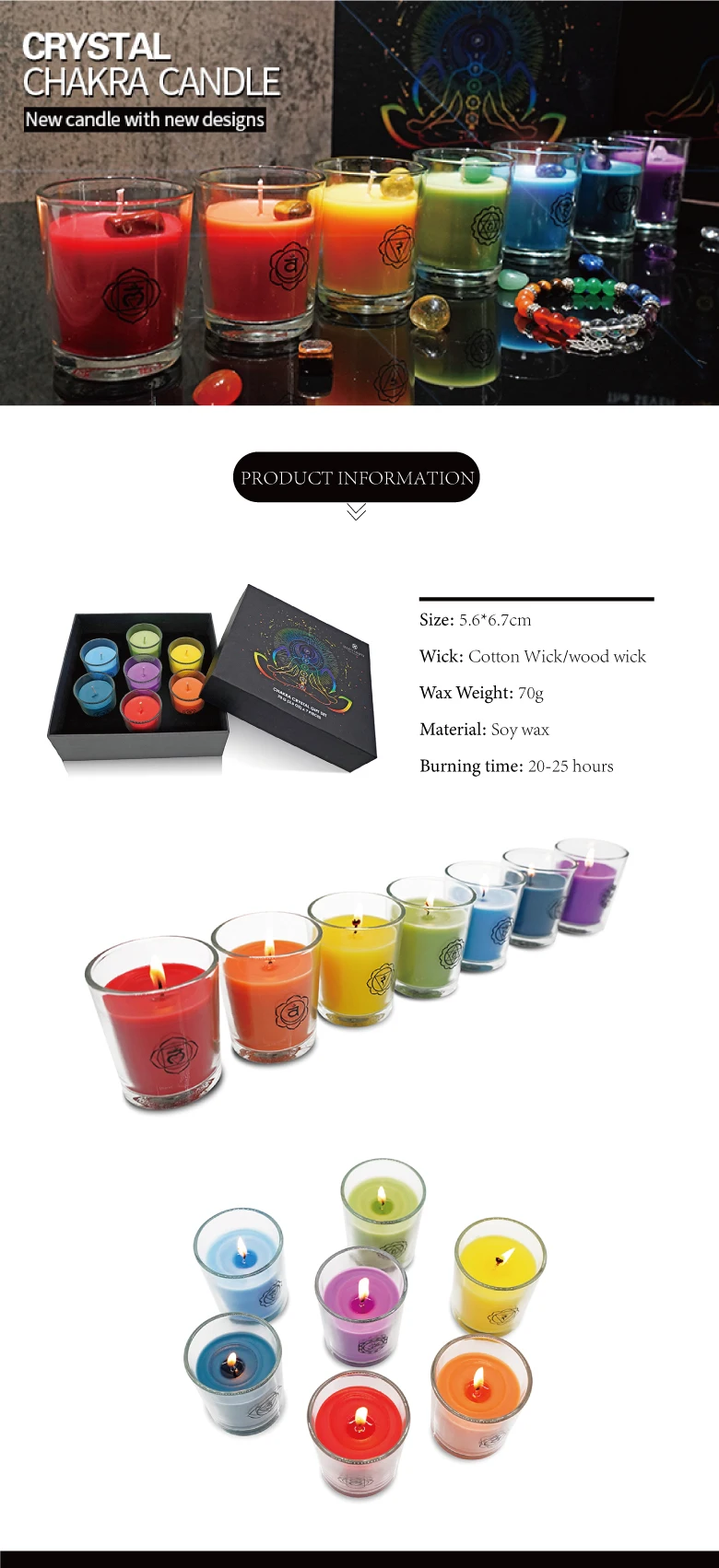 Wholesale Custom Yoga Meditation Chakra Sets 7 Pcs Healing Scented ...