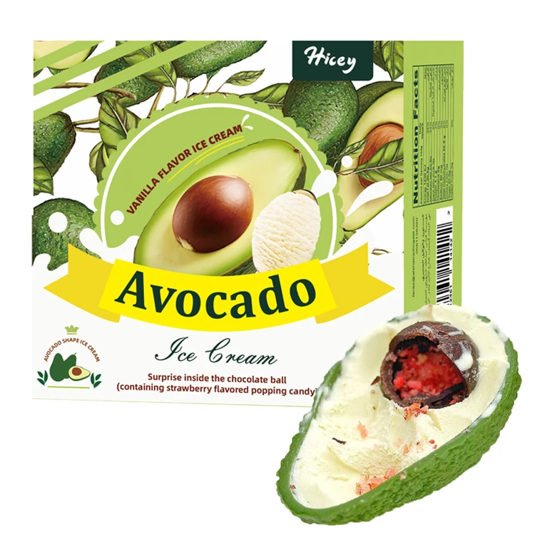 Avocado Shaped Ice Cream with Chocolate Popping Candy