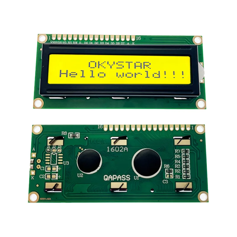 Lcd 16x2 Display Lcd Module Hd44780 Controller Yellow Green Backlight ...