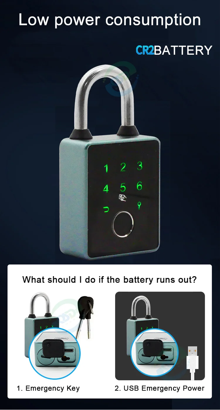 Waterproof Fingerprint Smart Padlock - Tuya Ttlock APP