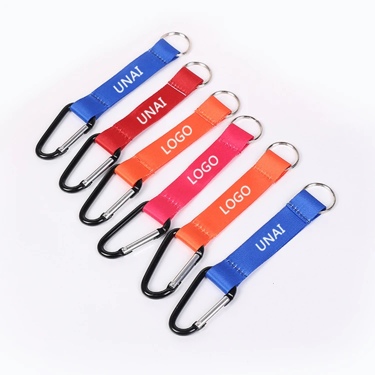 Custom Printed Car Logo Short Polyester Strap Hiking Keychains With ...