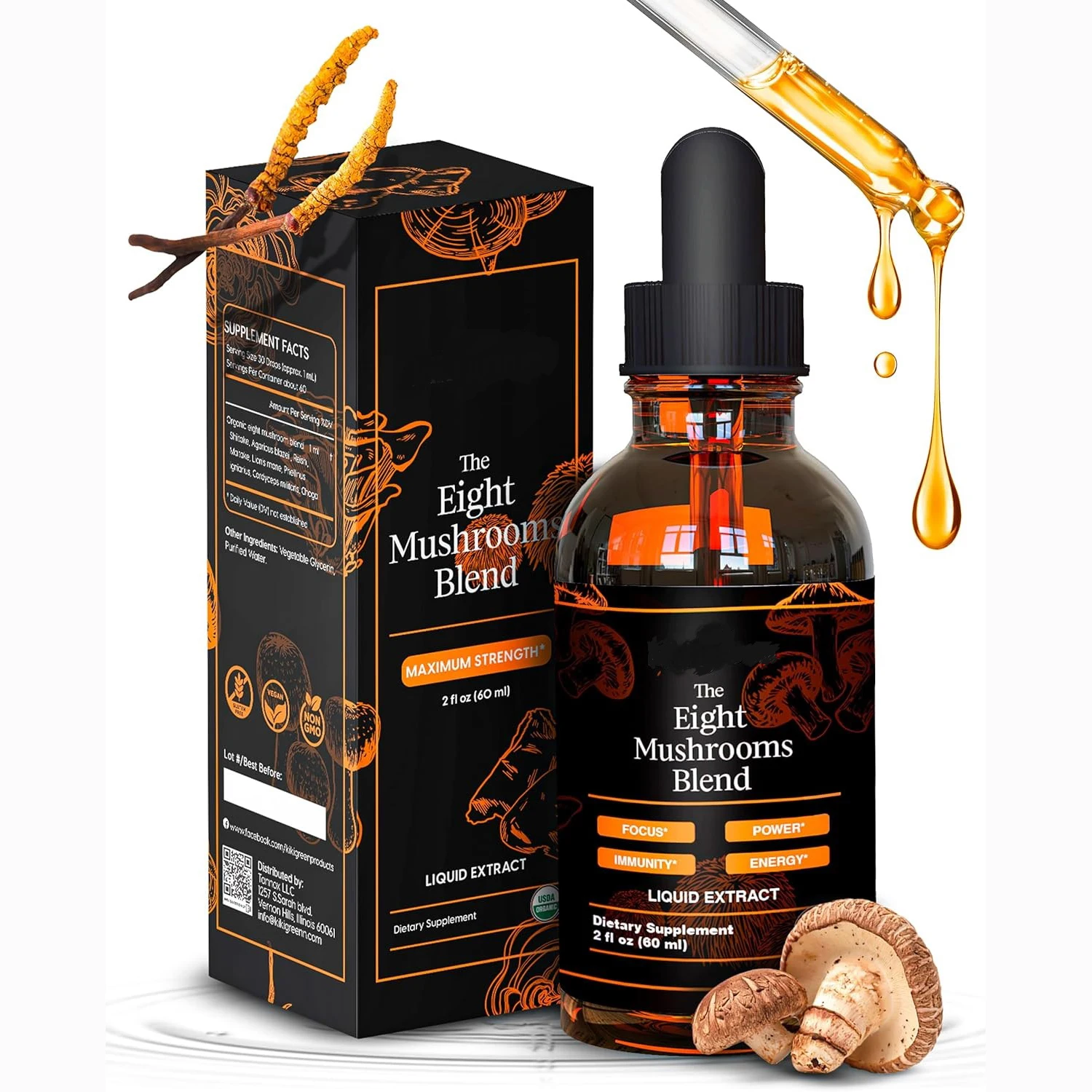 Oem Lions Mane Reishi Mushroom Complex Extract Liquid Drops Cordyceps ...