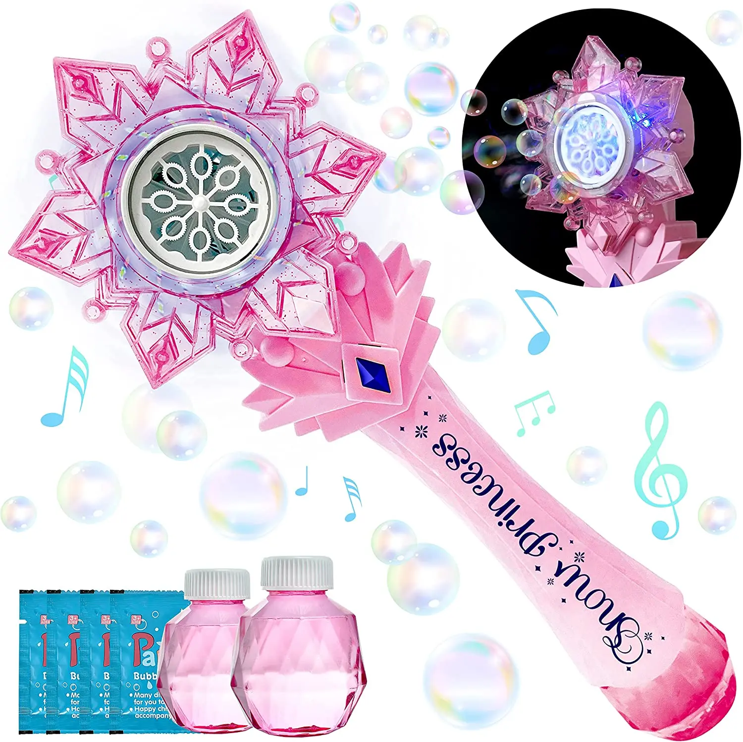 Bubble Gun Princess Magic Bubble Blower Machine Toys For Kids With ...