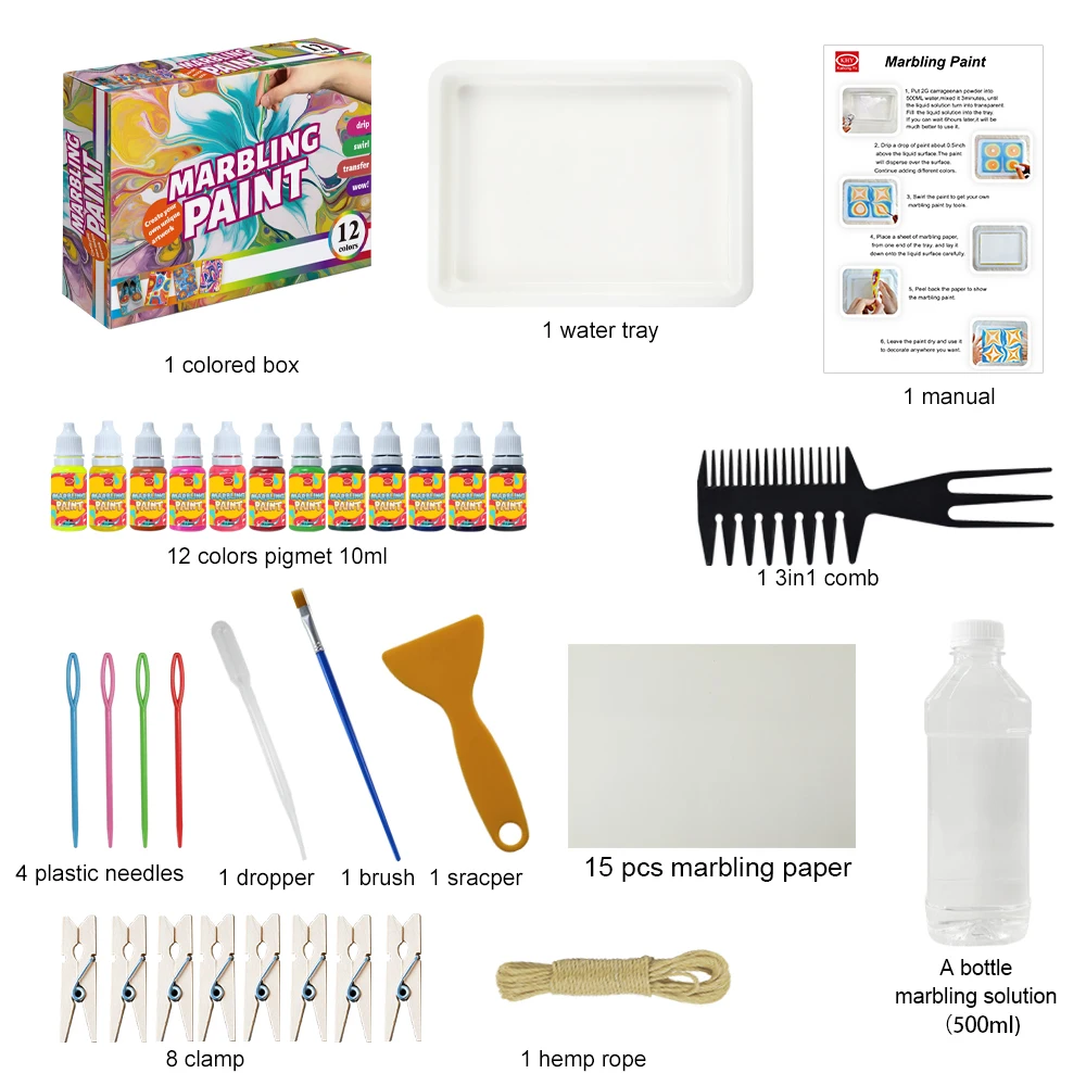 Alibaba.com: KHY Ebru Marbeling Draw Magic Swirling Paints, 12Color ...