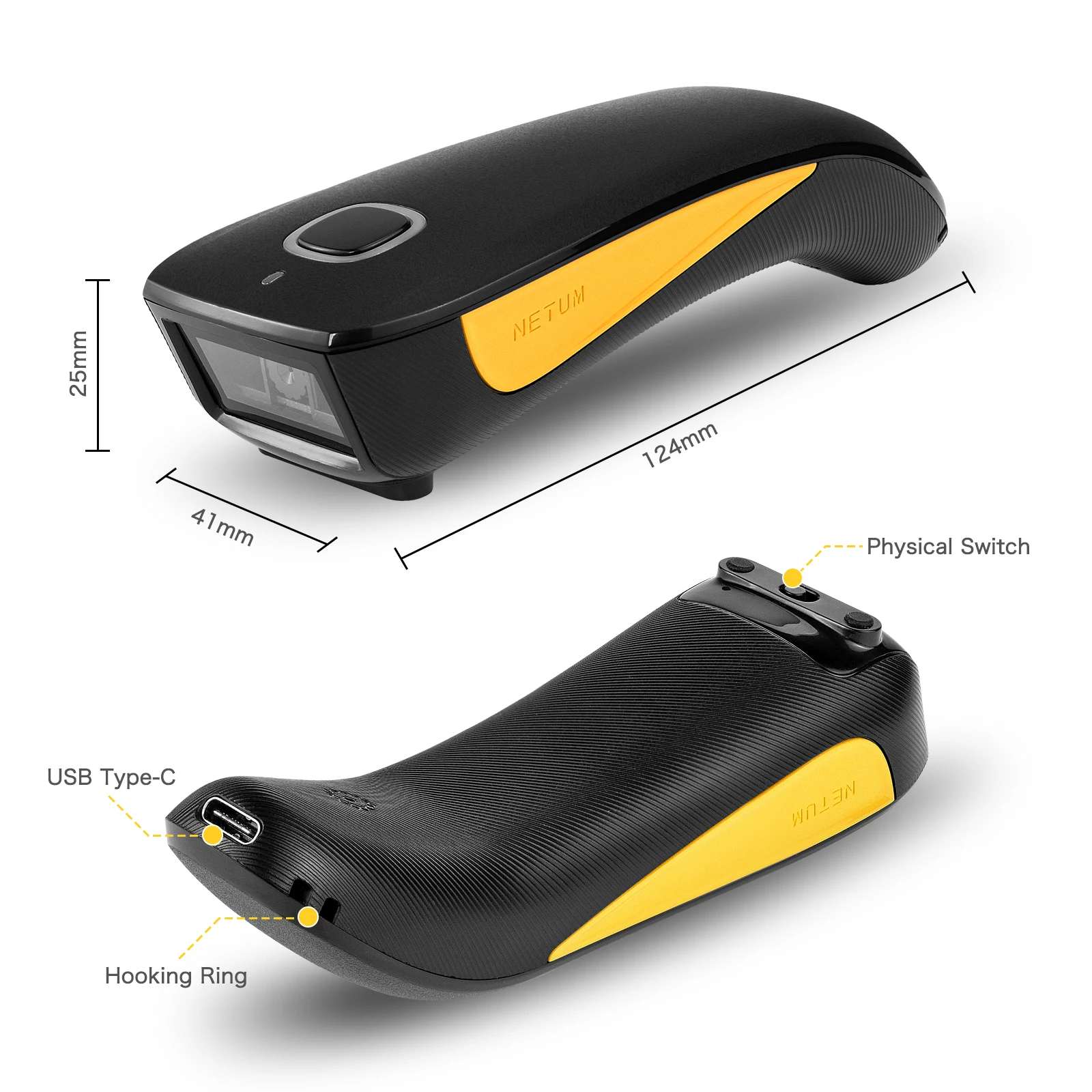 Netum C750 - Portable 2D QR Bar Code Reader with Bluetooth