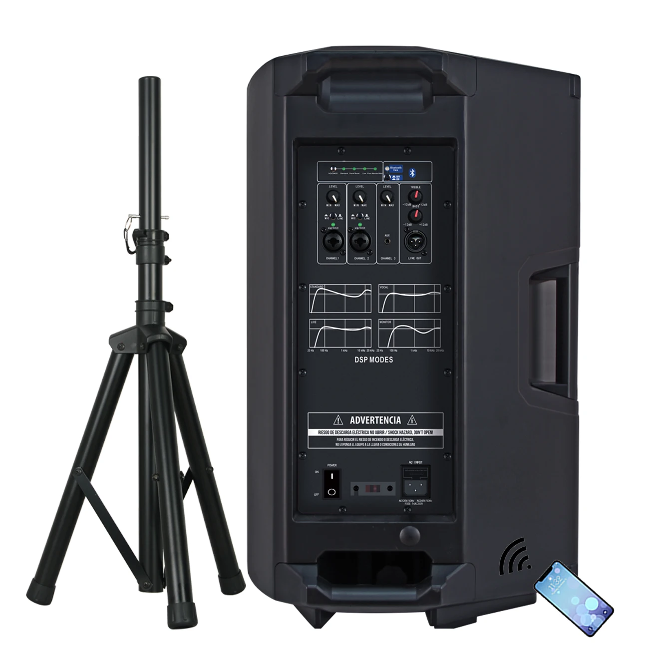 2000W 15" Active Woofer Professional Audio Sound Box System Karaoke ...