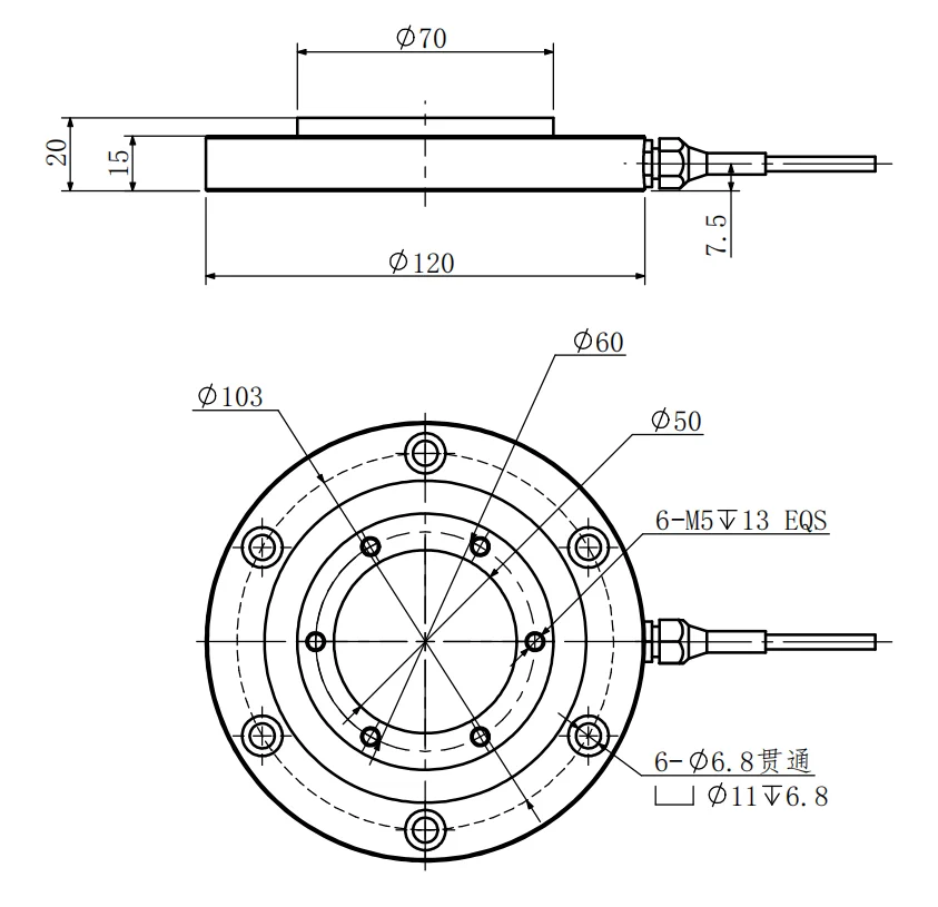 70mm Central Hole Force Transducer 1t 2t 3t Pancake Force Sensors&Load ...