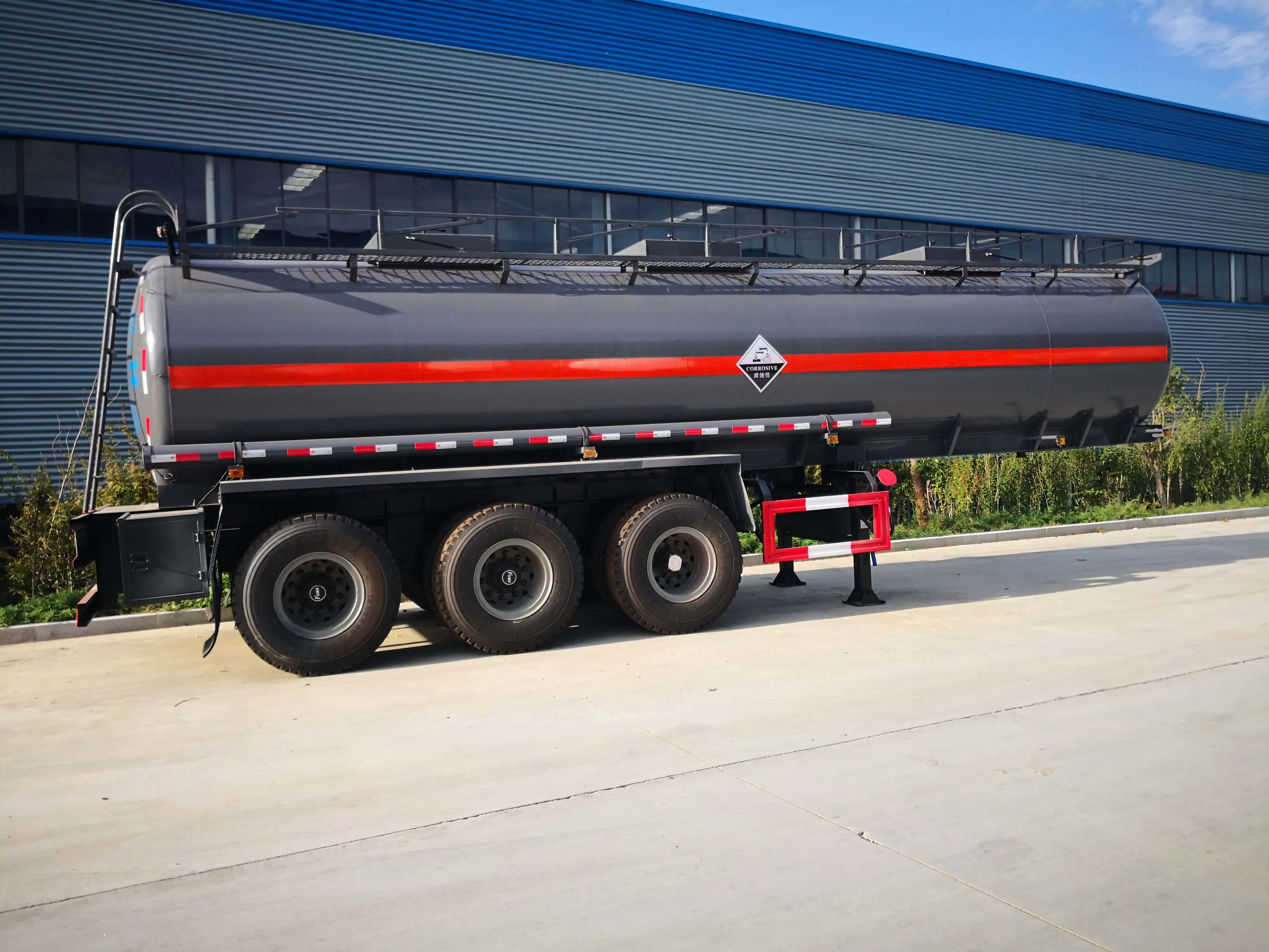Chemical Storage Semi-trailer With Cylindrical Tank Made Of Q235b Steel ...
