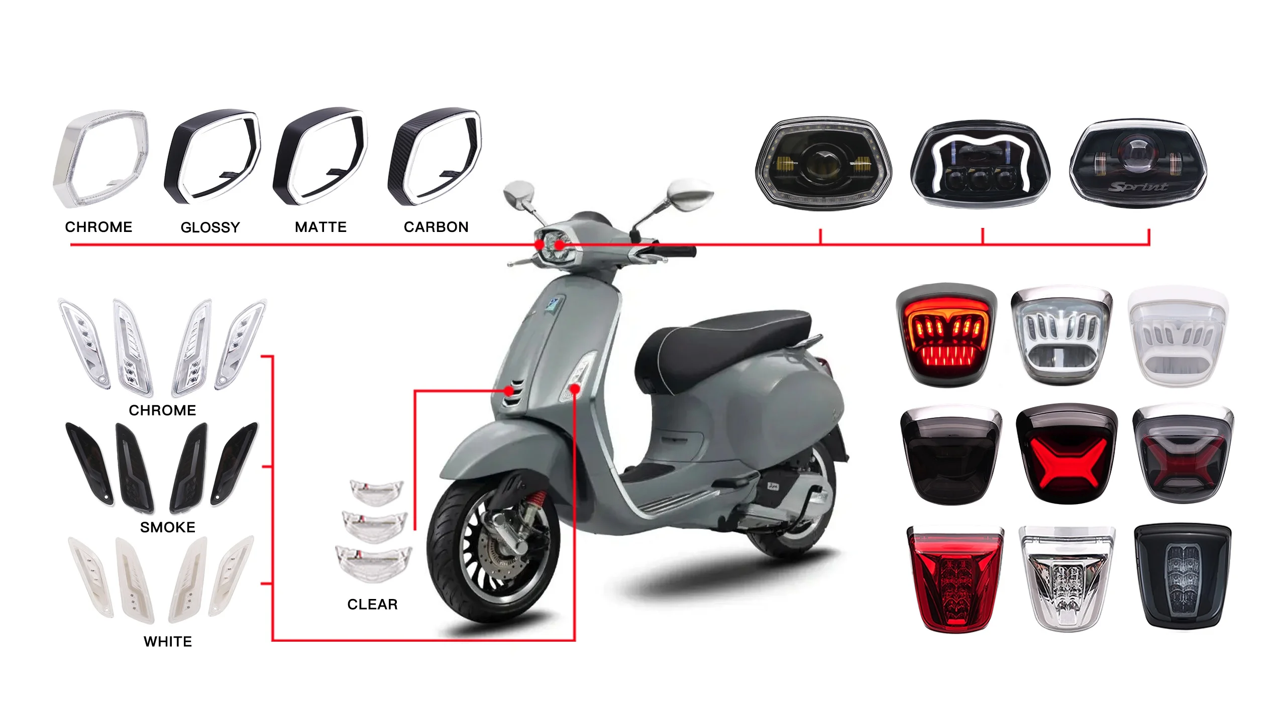 Led Headlight Headlamp With Drl Headlight For Vespa Sprint 150 For ...