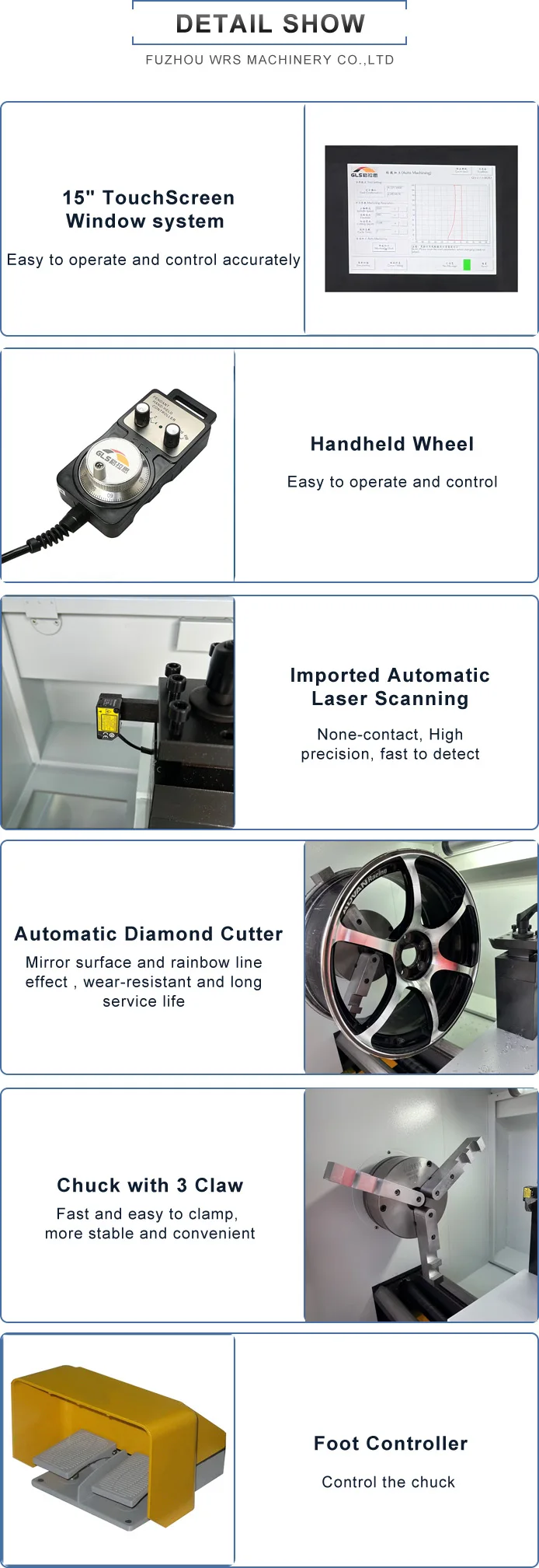 WRS Laser Scanning Alloy Wheel Rim Hub Repair CNC Lathe Diamond Cutting ...