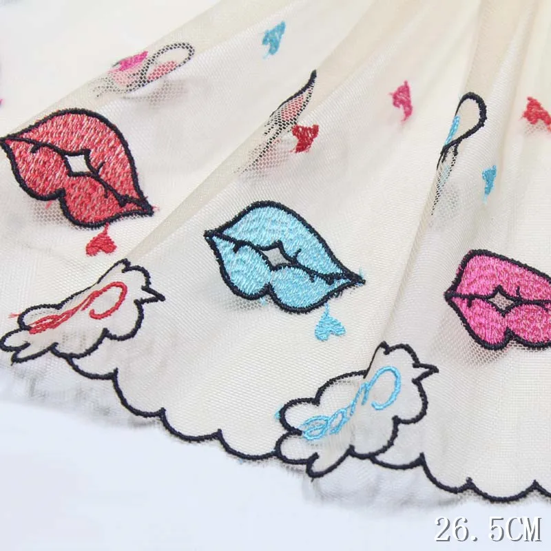 Cute Skin Color Net Fabric For Dress Colorful Embroidery Lace Trim ...