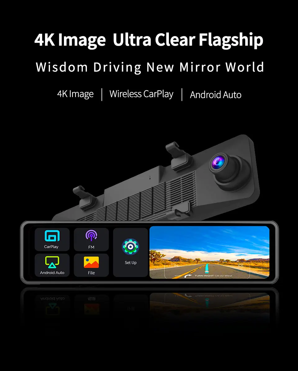 12 Inch Mirror Car Dvr Smart Adas 4k Carplay Android Auto Rearview ...