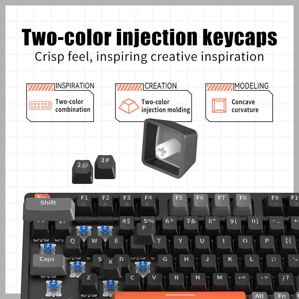 85% Hot Swappable Mechanical Gaming Keyboard - 98 Keys, RGB LED, Blue ...