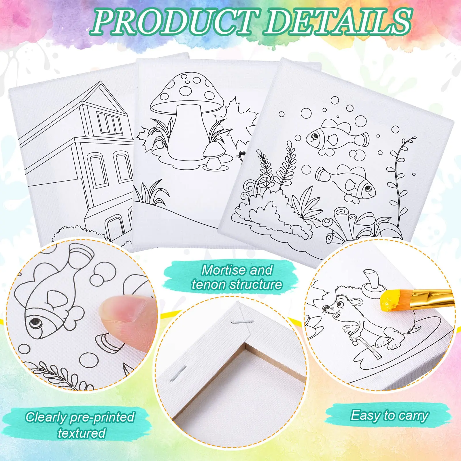 DIY Paint Mini Pre Drawn Outline Canvas - Perfect for Art