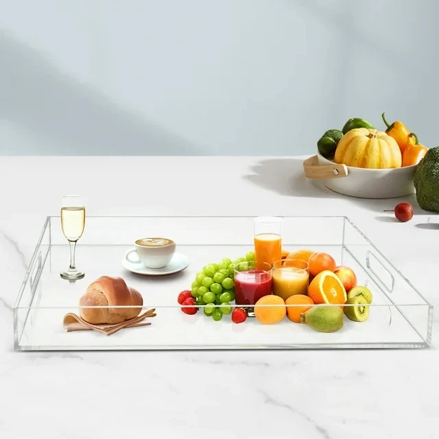 Large Custom Tray Luxury Kitchen Food Serving Tray Clear Acrylic Fruit ...