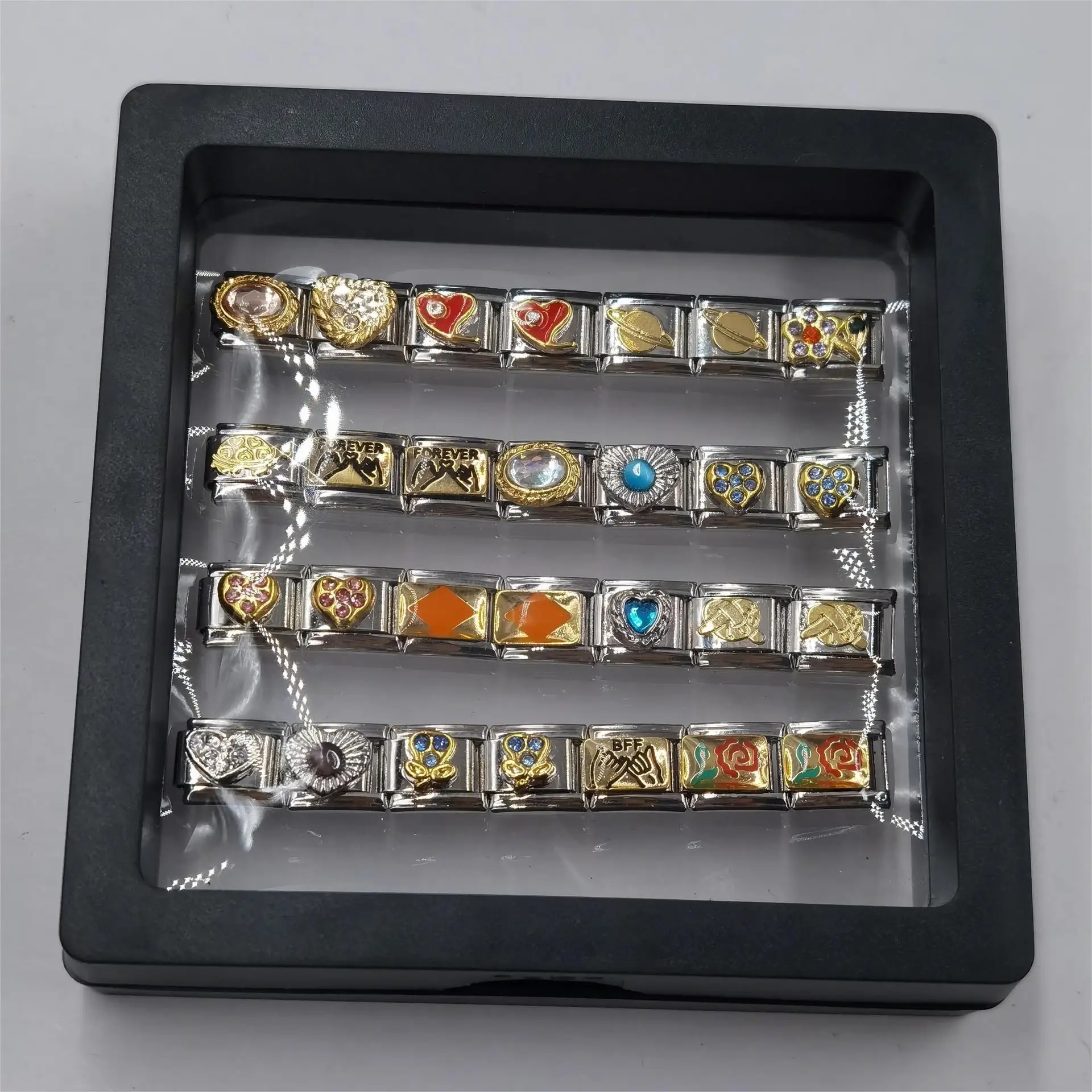 Letters Custom 9mm Stainless Steel Italian Link Charms 18 Links 9mm ...