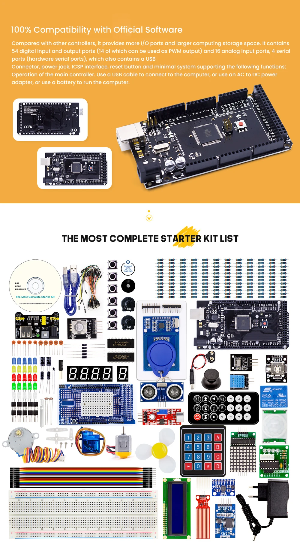 Robotlinking Development Board Starter Kit for Arduino MEGA 2560 R3