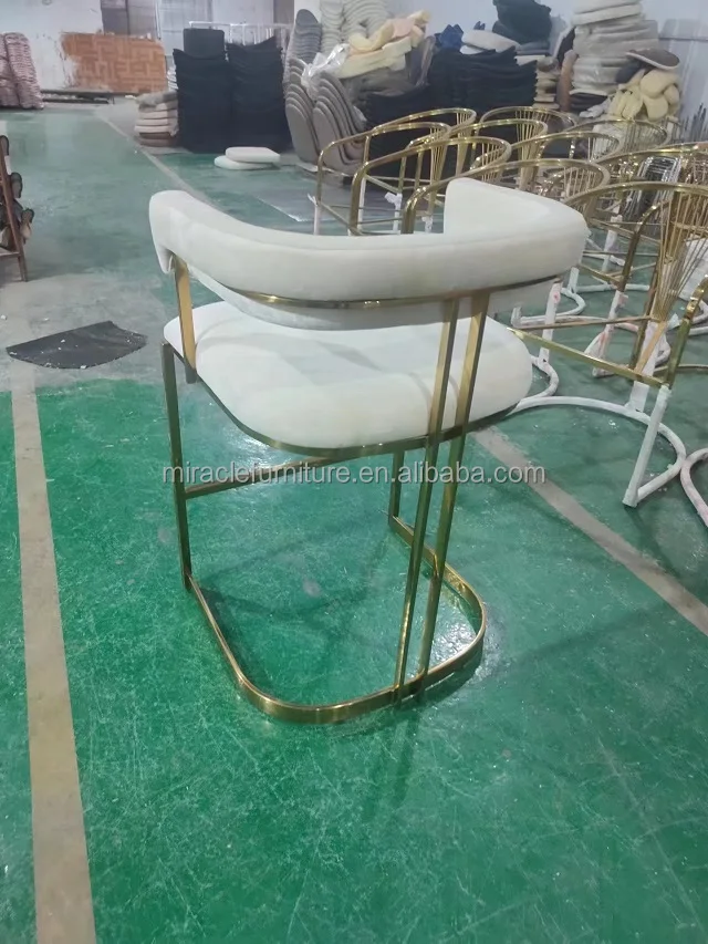 Luxury Modern High Foot Chair Gold Stainless Steel Pub Stool Pu Leather ...