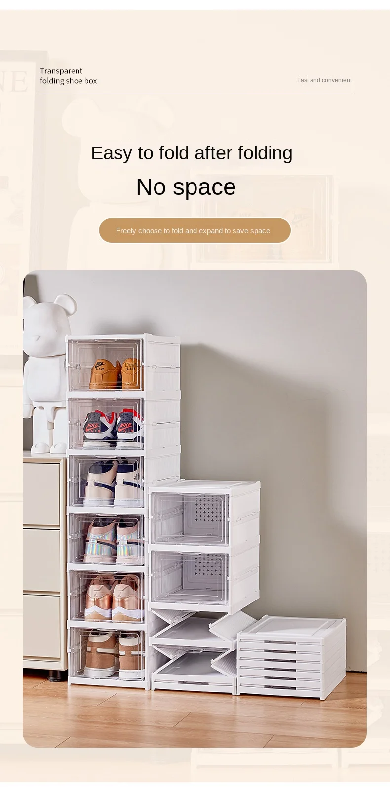 Installation Free Shoe Box Storage Box Transparent Shoes Multi Layer ...