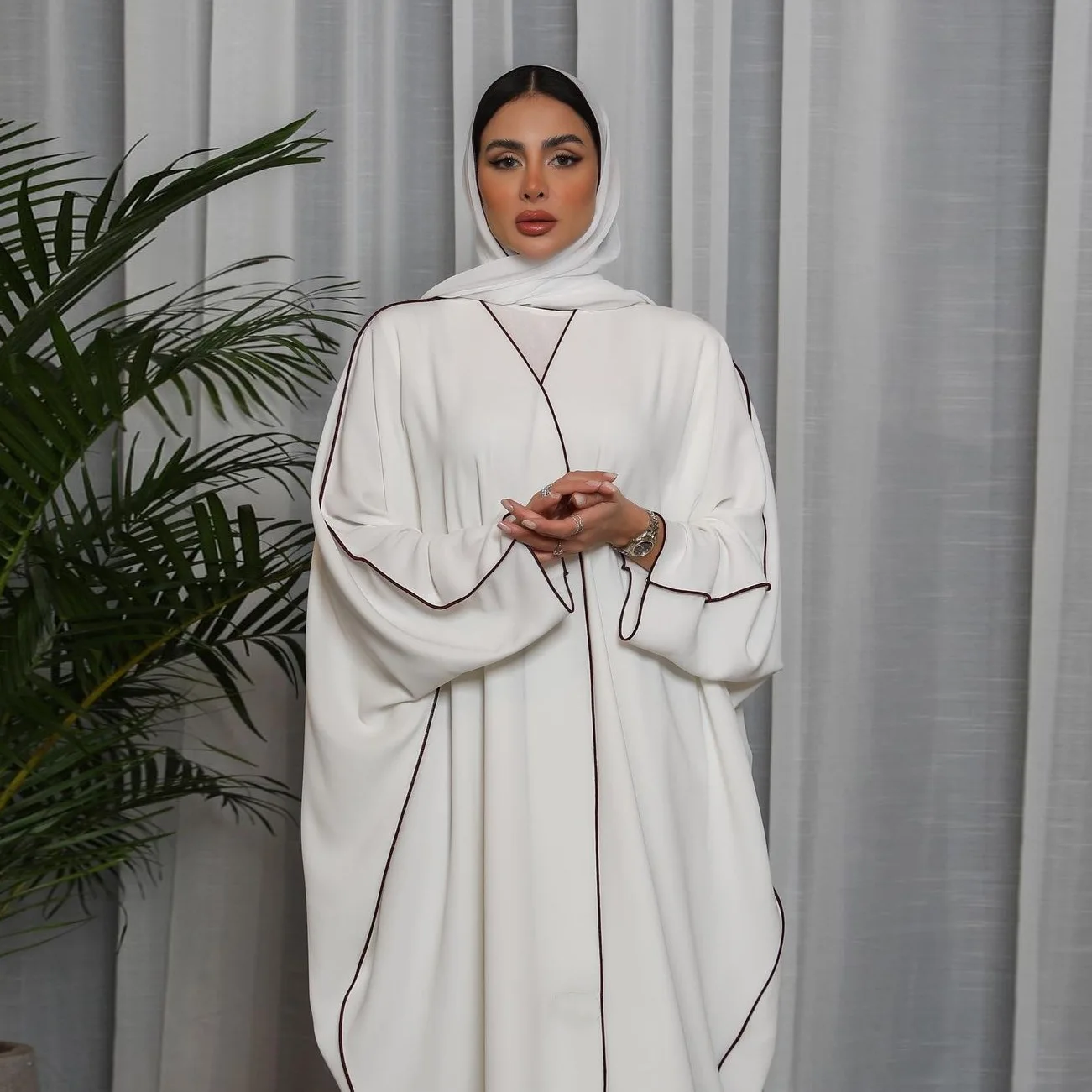 Wholesale 2024 Islamic Arabic Muslim Qatar Plain White Abaya For Dubai ...