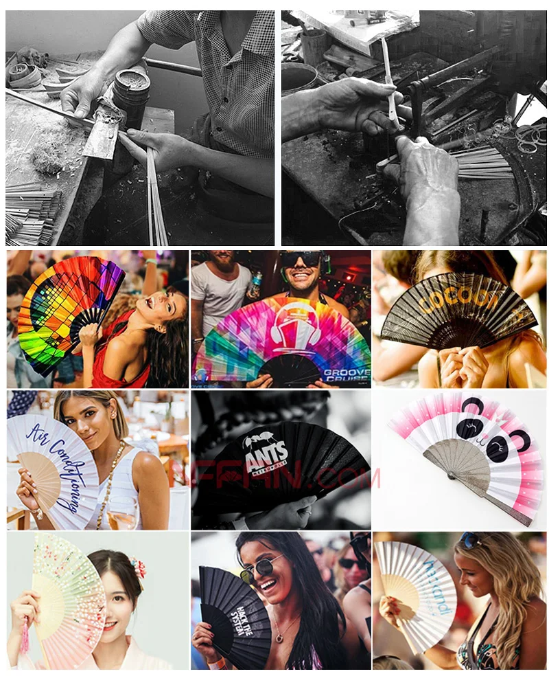 Nffan Diy Advertising Paper Folding Hand Fans Bamboo Skeleton ...